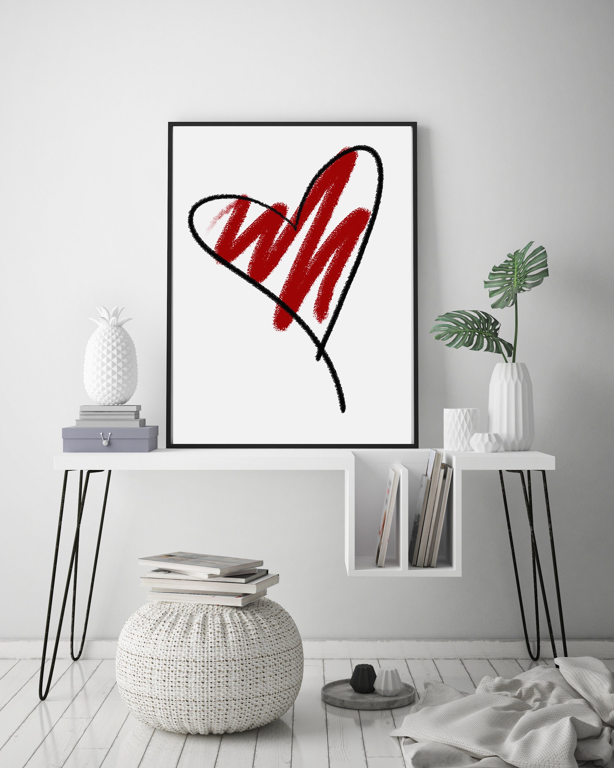 Heart Printable, Love Home Decor, Downloadable Illustration - Etsy