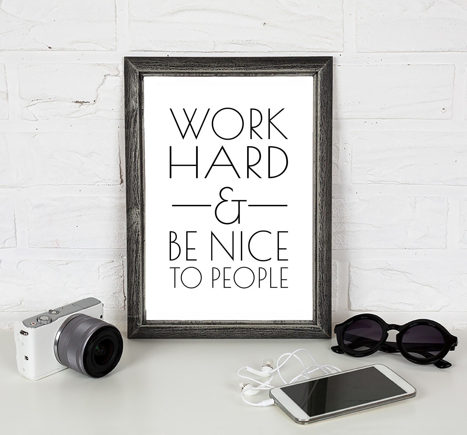 Work Hard and Be Nice to People Printable, Office Wall Art, Instant ...