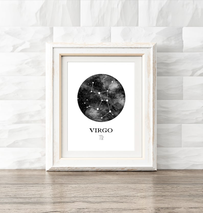 Virgo Printable, Horoscope Poster, Astrology Print, Constellation Sign ...