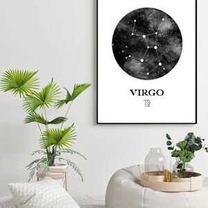 Virgo Printable, Horoscope Poster, Astrology Print, Constellation Sign ...