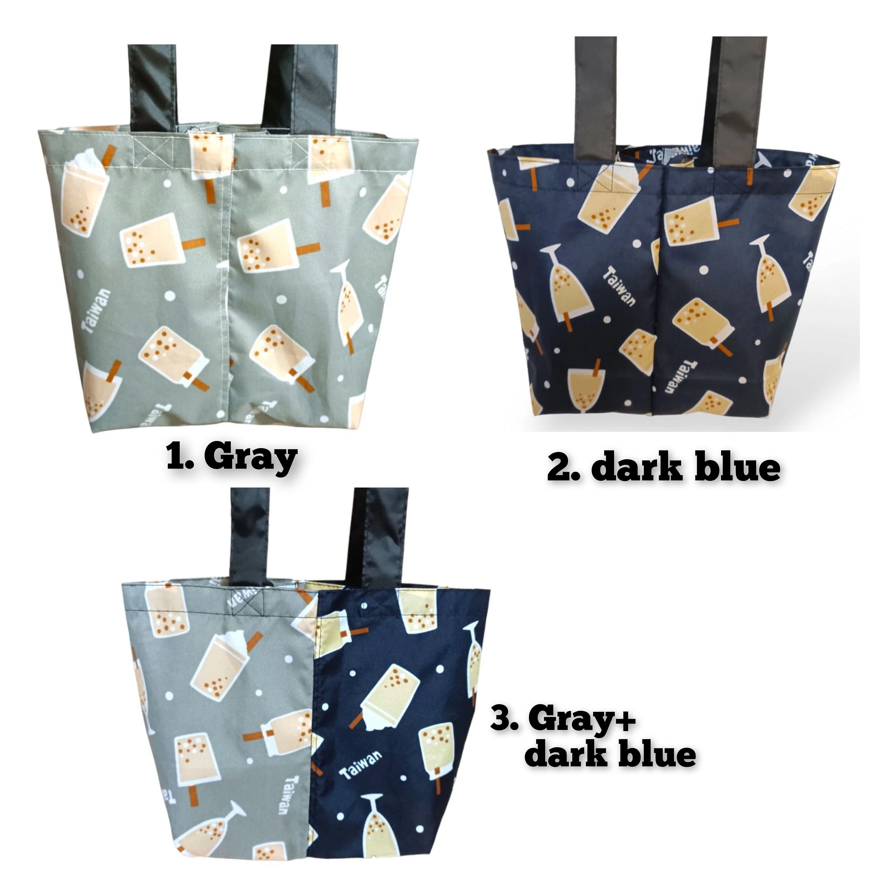Taiwan Boba Tea Reversible 2-cup Bag, Foldable Bag, Bubble Tea Cup Bag ...