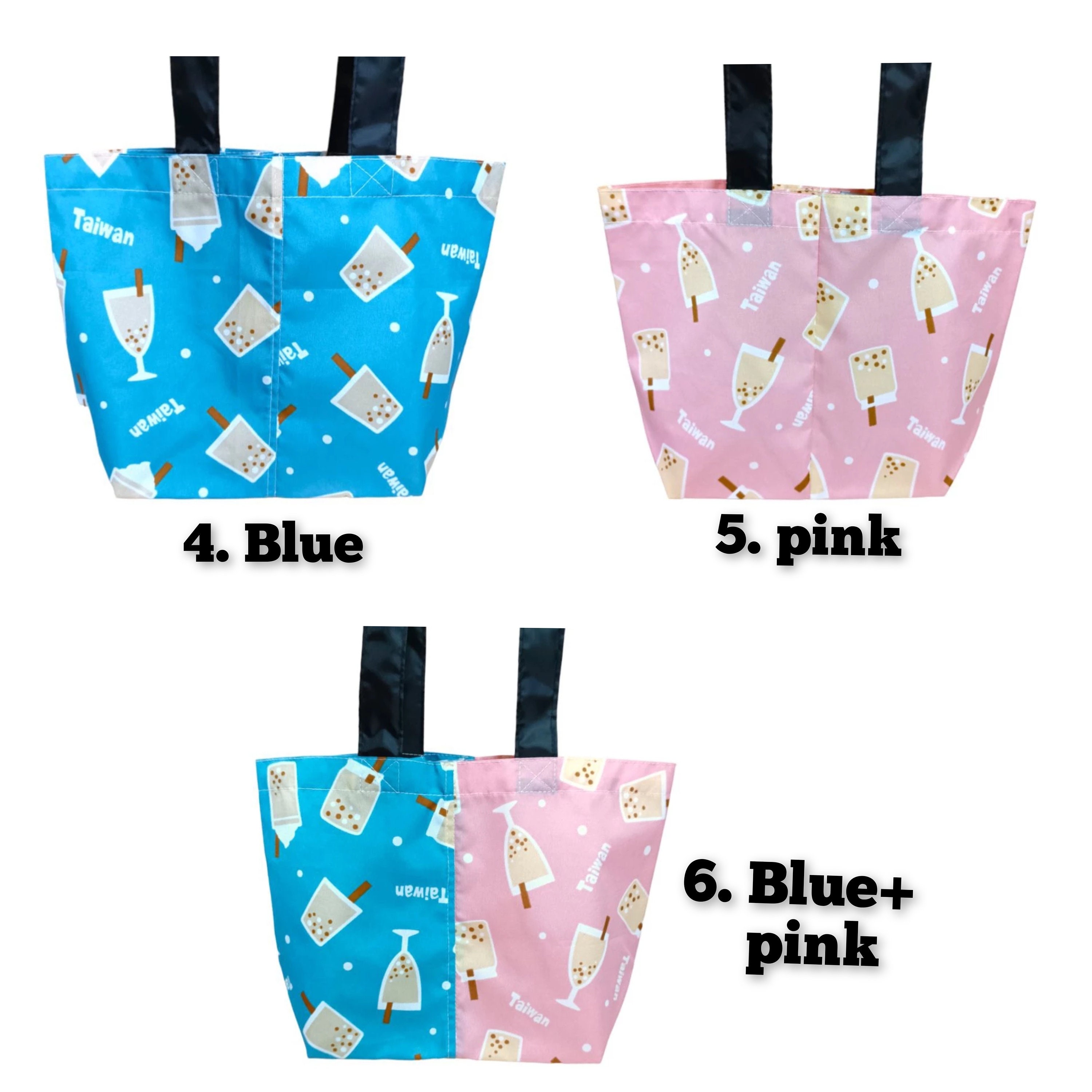 Taiwan Boba Tea Reversible 2-cup Bag, Foldable Bag, Bubble Tea Cup Bag ...