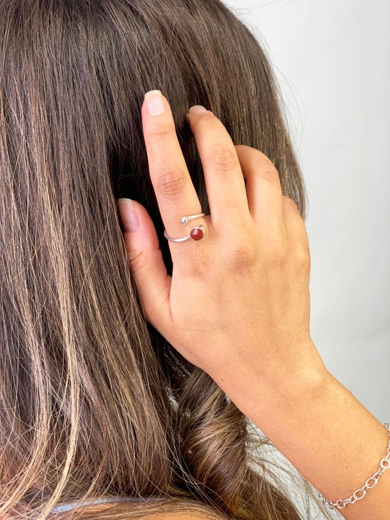 GEMSTONE WRAP RING Silver Ball Wrap Ring Spiral Ring | Etsy