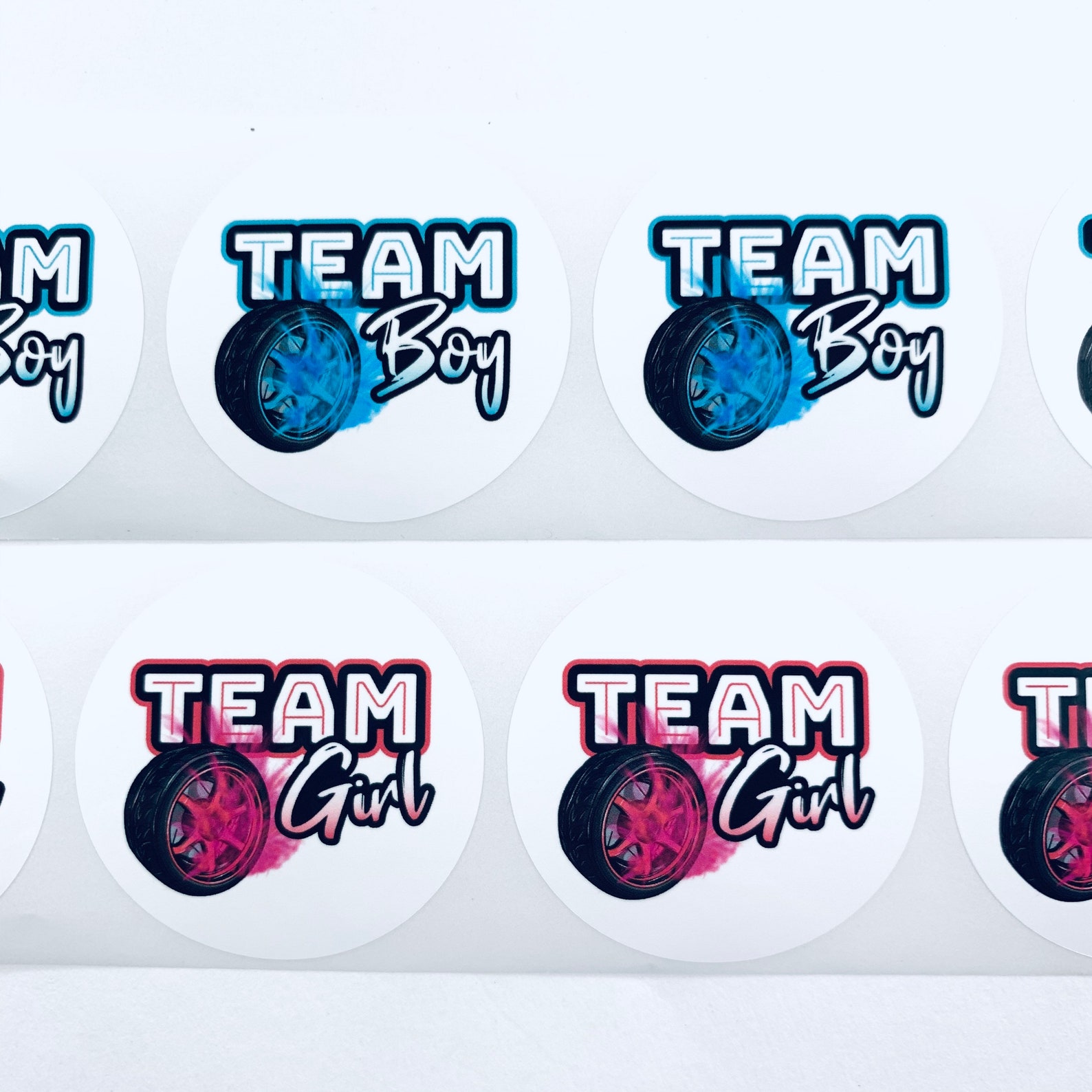 Burnout Gender Reveal Stickers Labels Tags | Pink Blue Smoking Tires ...