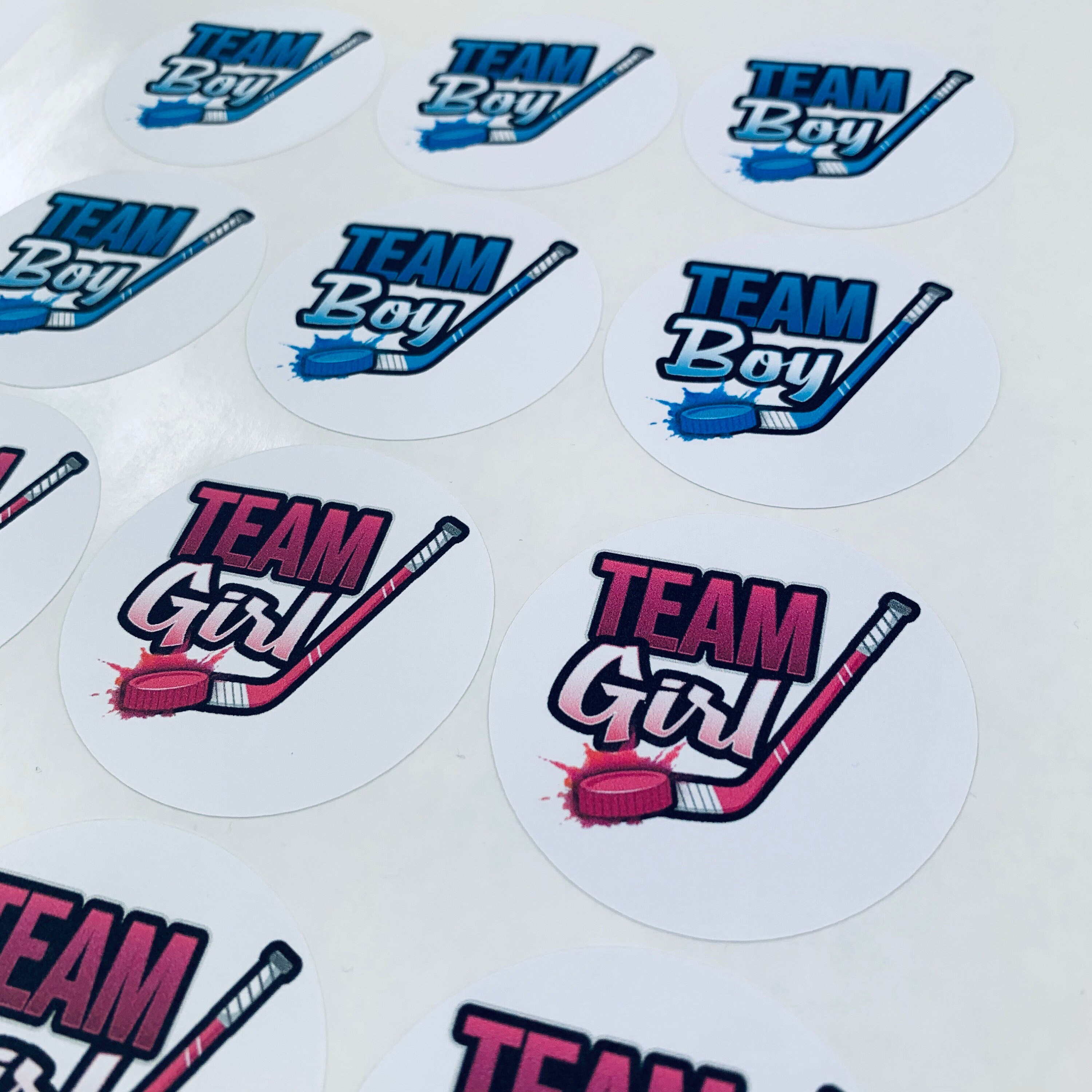 Hockey Puck Gender Reveal Stickers Labels Tags | Pink Blue Hockey ...