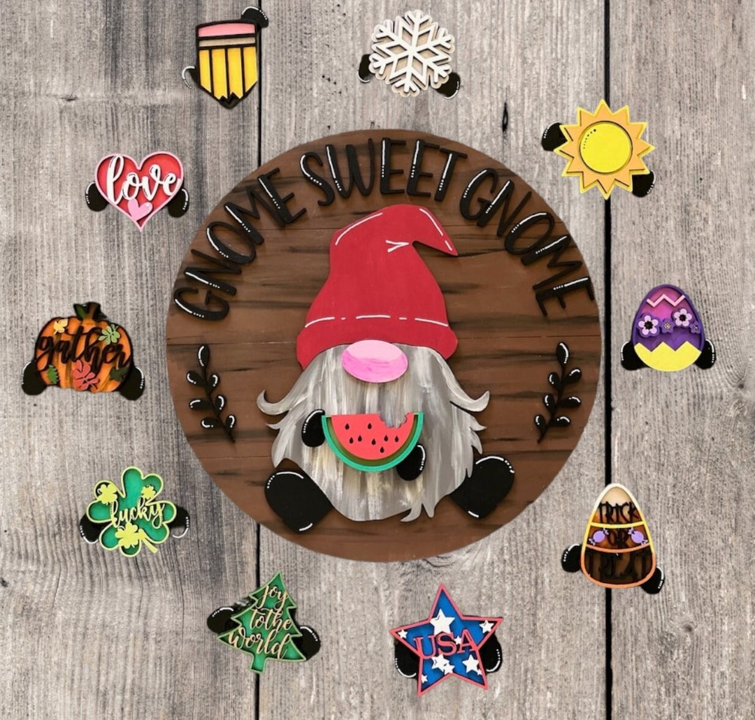 Gnome Sweet Gnome 15 Inch Gnome Sign Hand Painted Shiplap - Etsy