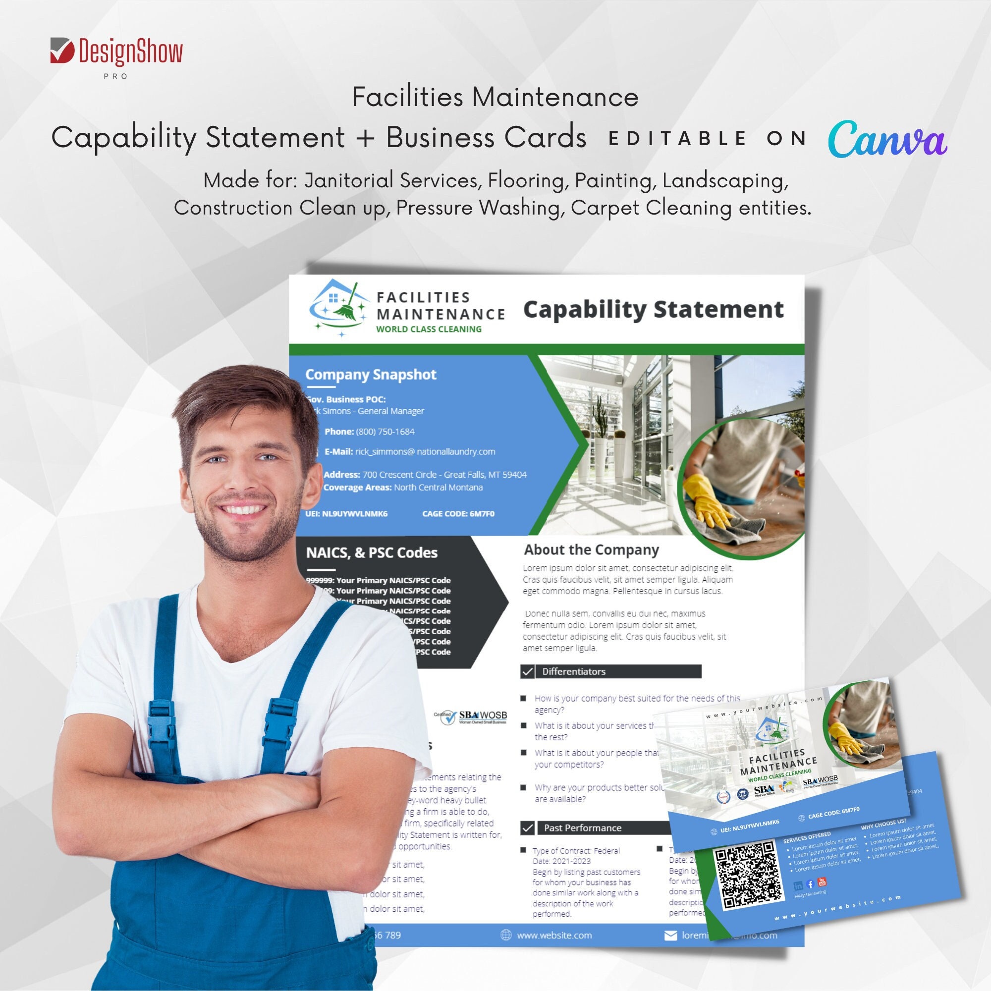 Editable Facilities Maintenance Capability Statement With Text Guide ...
