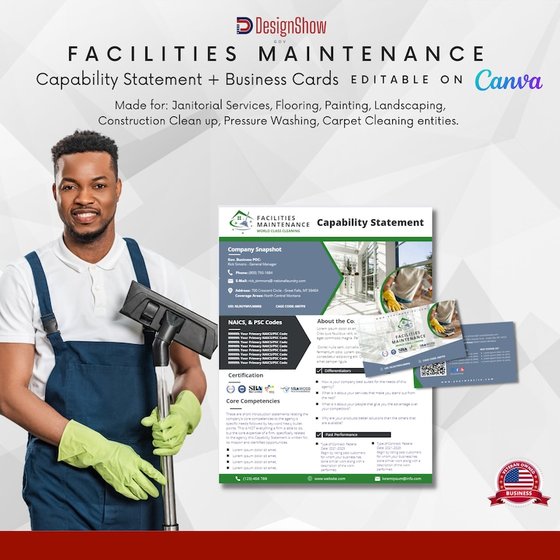 Editable Facilities Maintenance Capability Statement With Text Guide ...