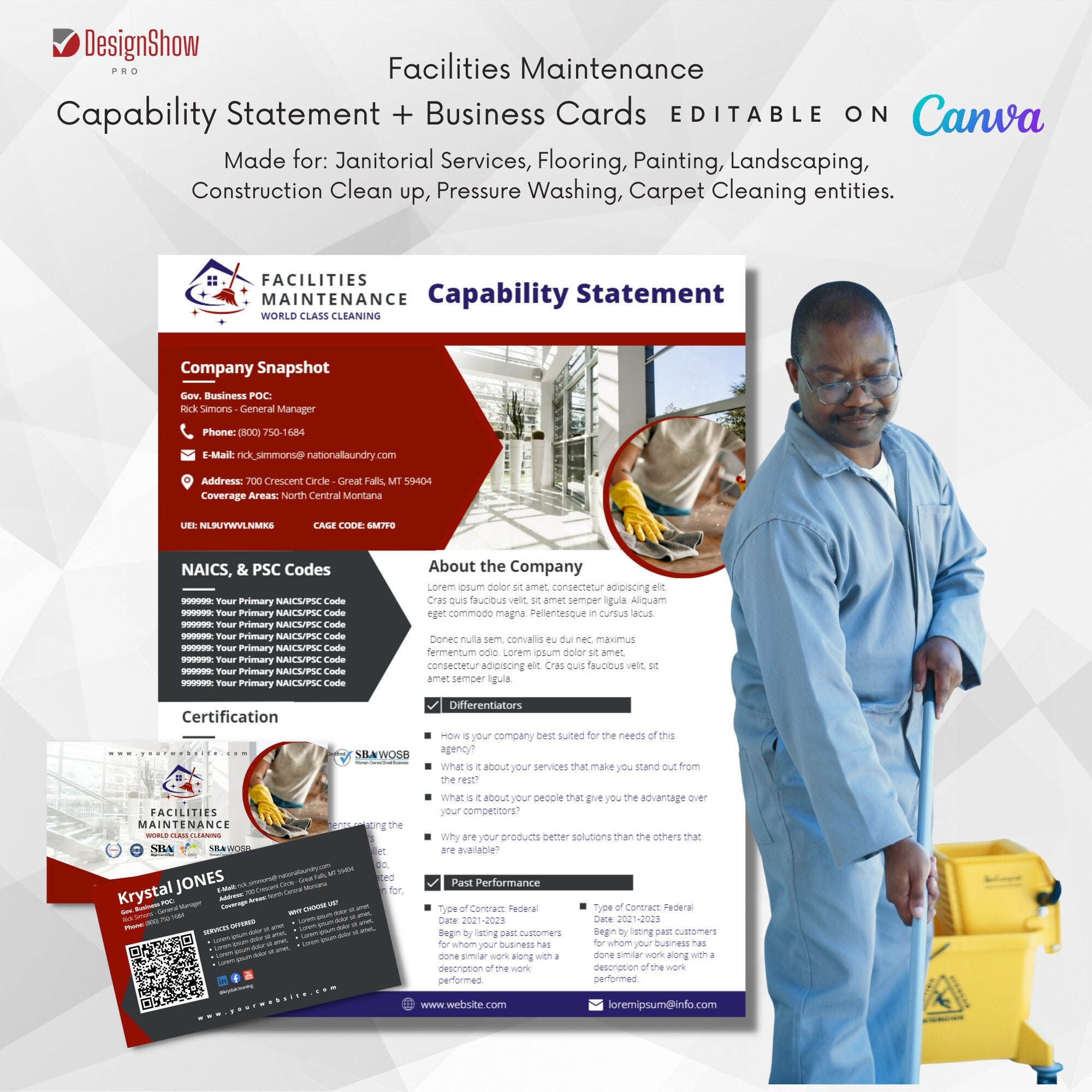 Editable Facilities Maintenance Capability Statement With Text Guide ...