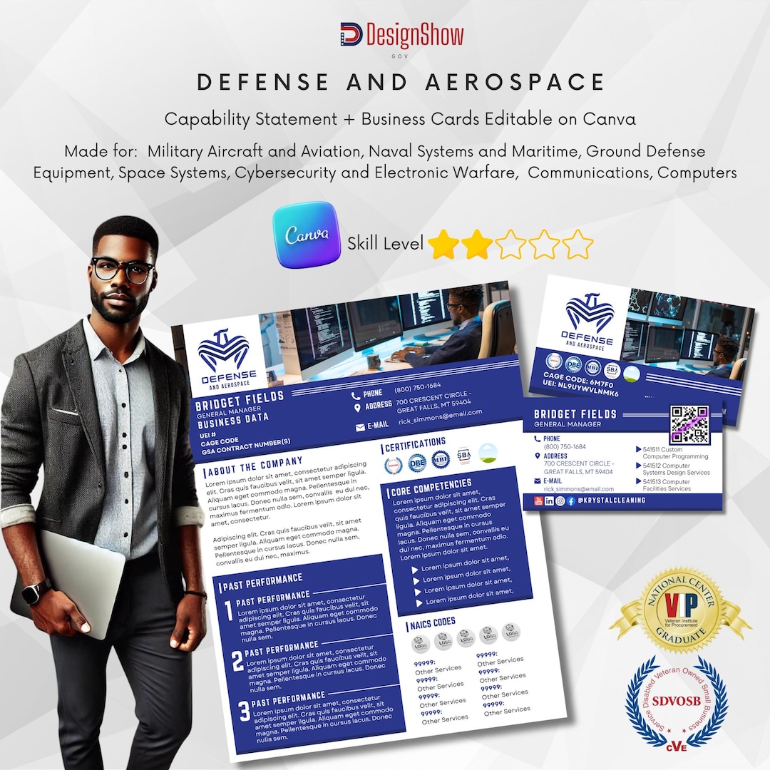 Defense & Aerospace Capability Statement and Business Cards - Canva ...