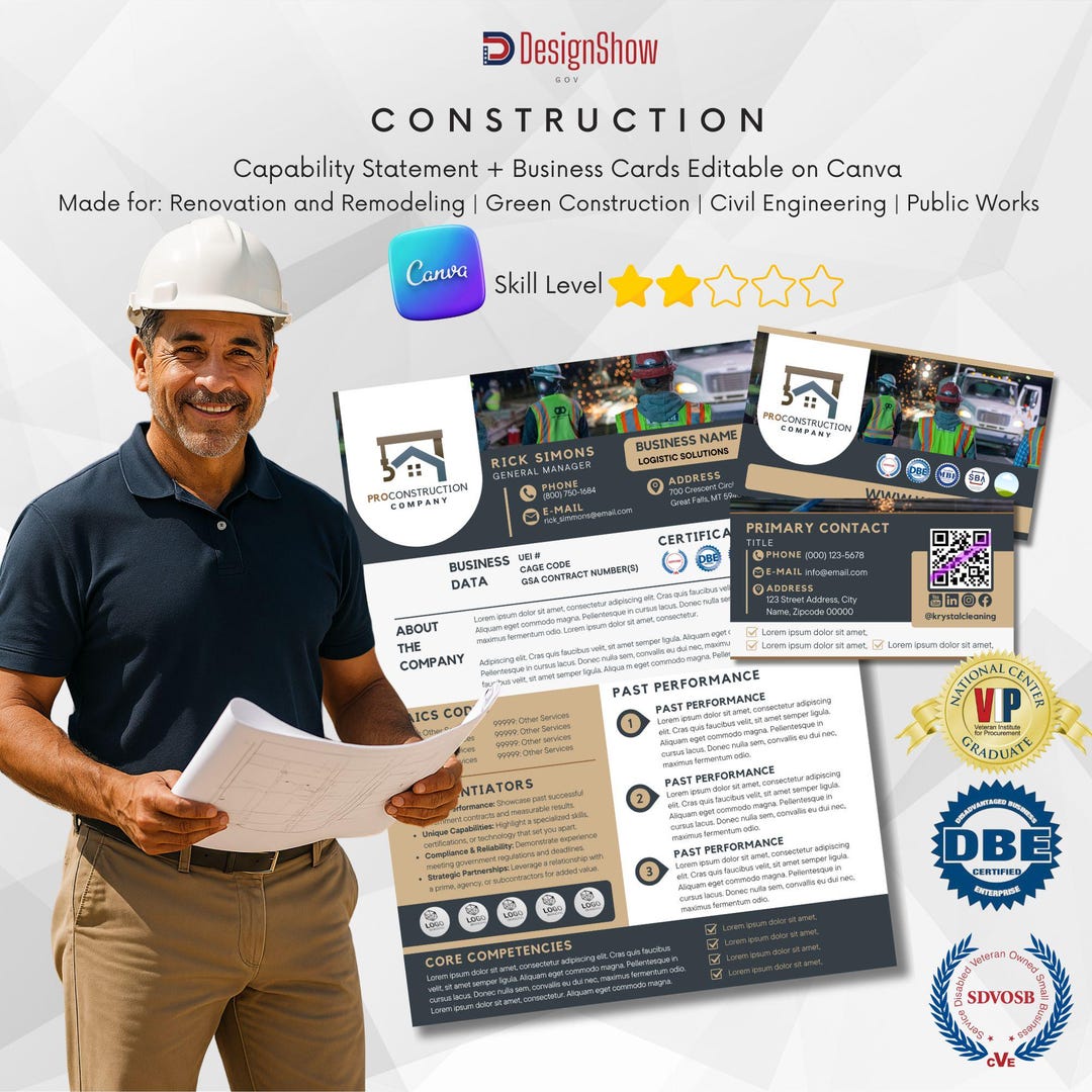 Construction and Engineering Capability Statement and Business Cards ...