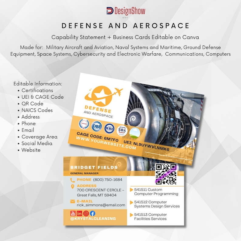 Defense and Aerospace Capability Statement & Business Cards - Canva ...
