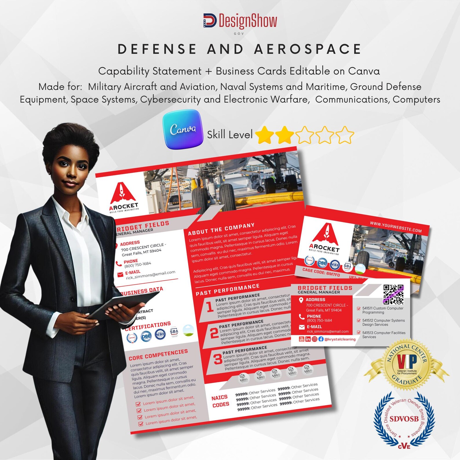 Defense and Aerospace Capability Statement & Business Cards Canva ...