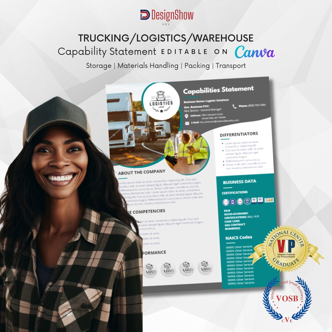 Trucking & Logistics Capability Statement - Canva Editable - Etsy