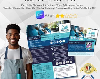 Janitorial Services Capability Statement & Business Card - Editable Ver ...