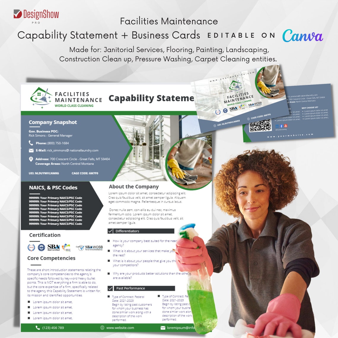 Editable Facilities Maintenance Capability Statement With Text Guide + Business Cards - Etsy