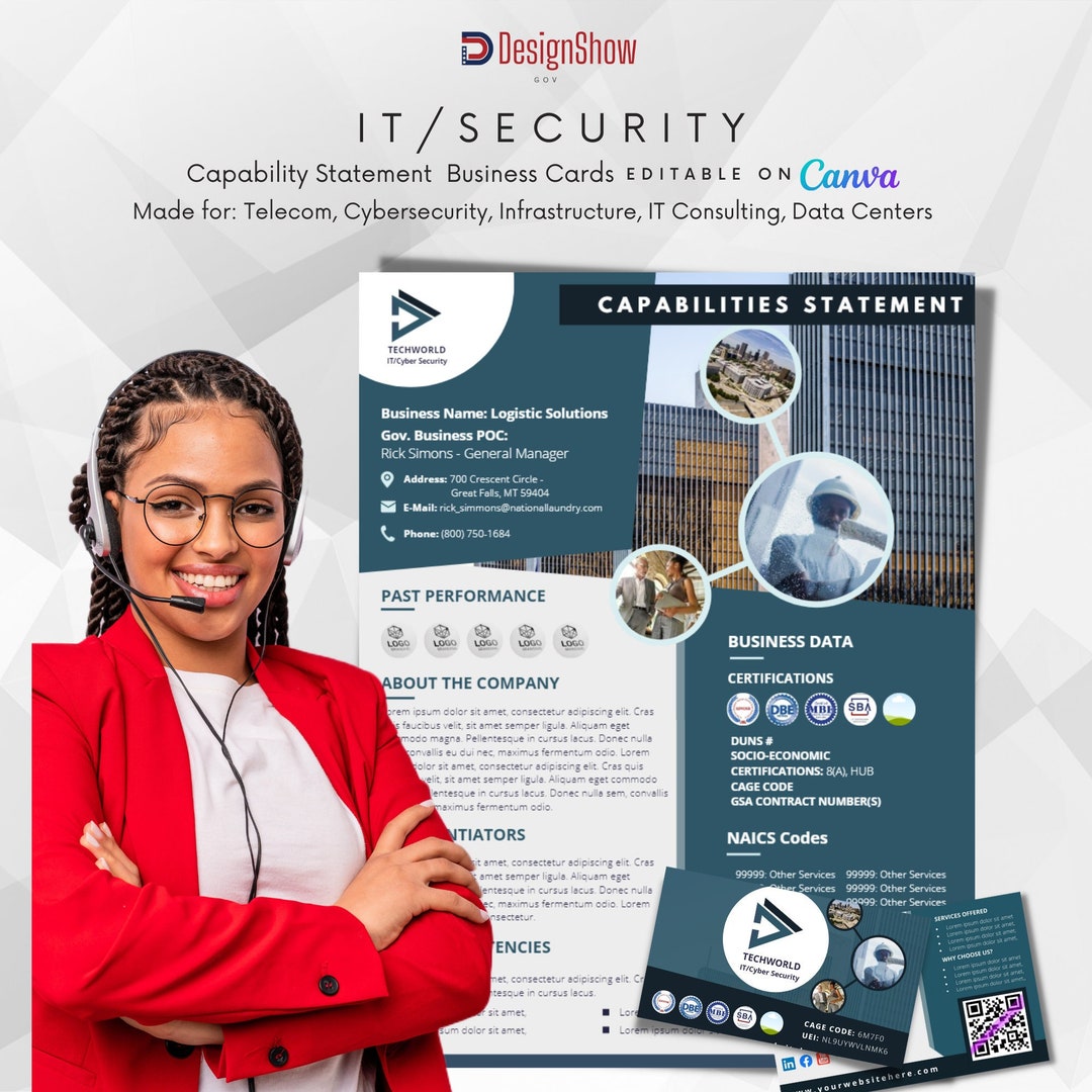 Editable It/cyber Capability Statement & Business Cards With - Etsy