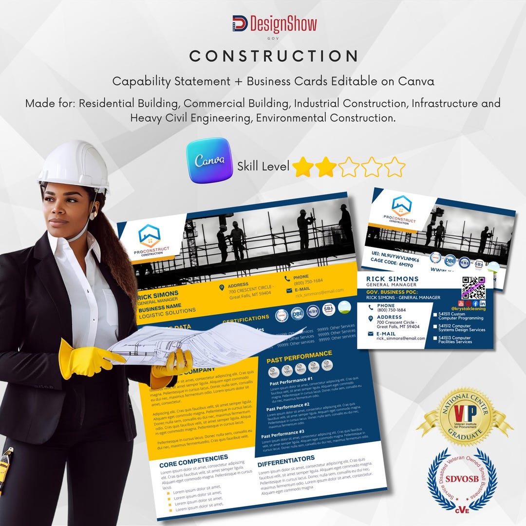 Construction and Engineering Capability Statement and Business Cards ...