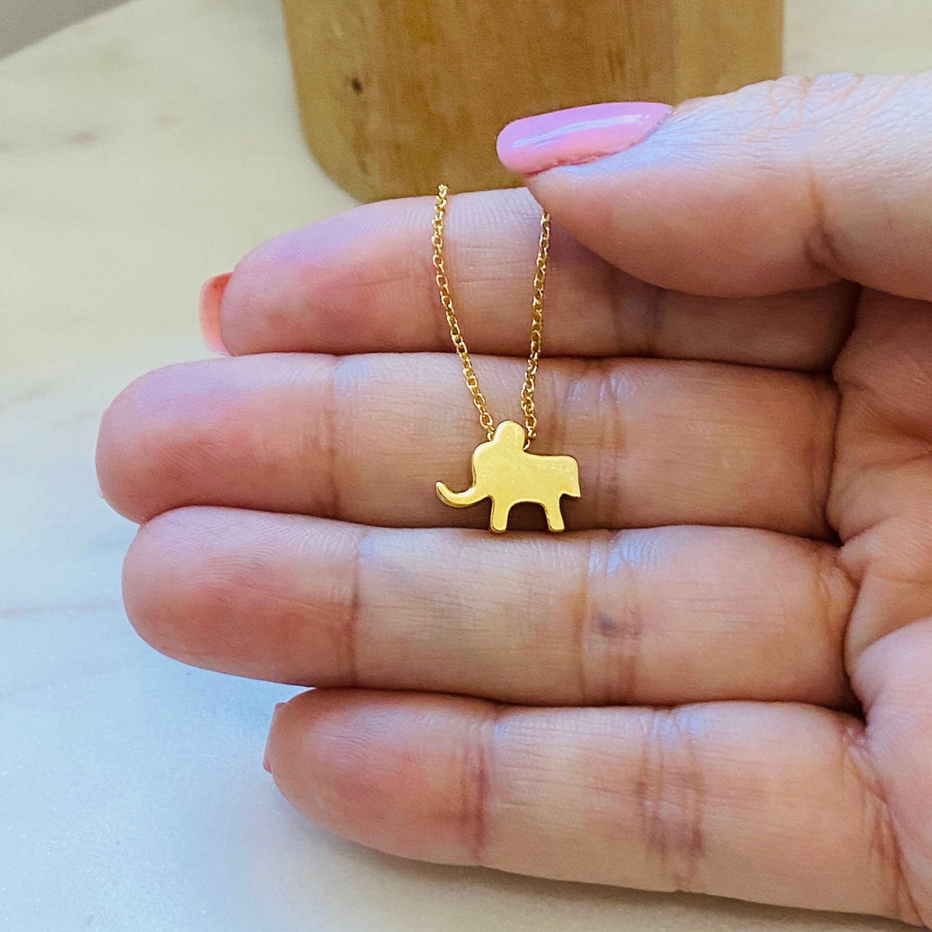 Dainty 18k gold elephant necklace women elephant chain girls | Etsy