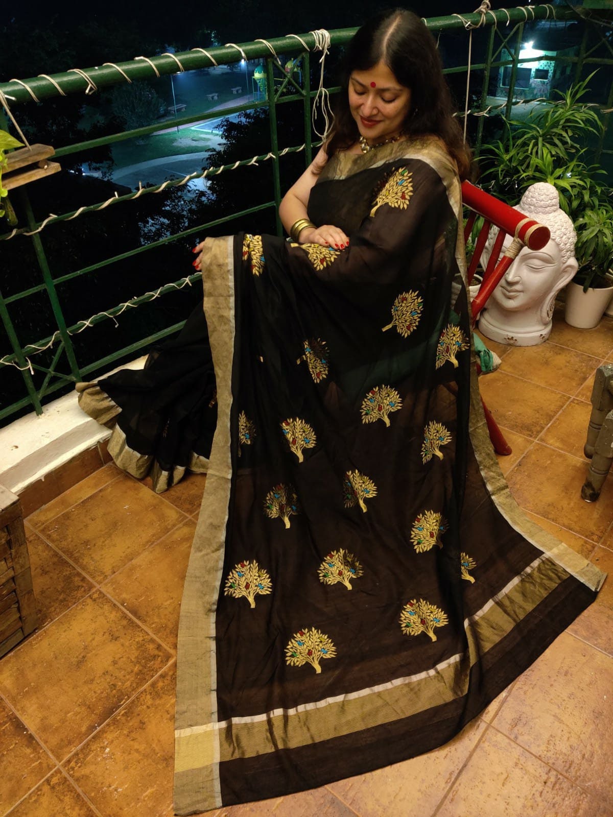 Black Chanderi Saree Gold Saree Handloom Saree Black Gold - Etsy