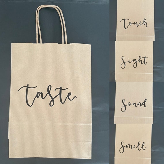 Handwritten Five Senses Gift Bags in Brown Kraft or White - Etsy