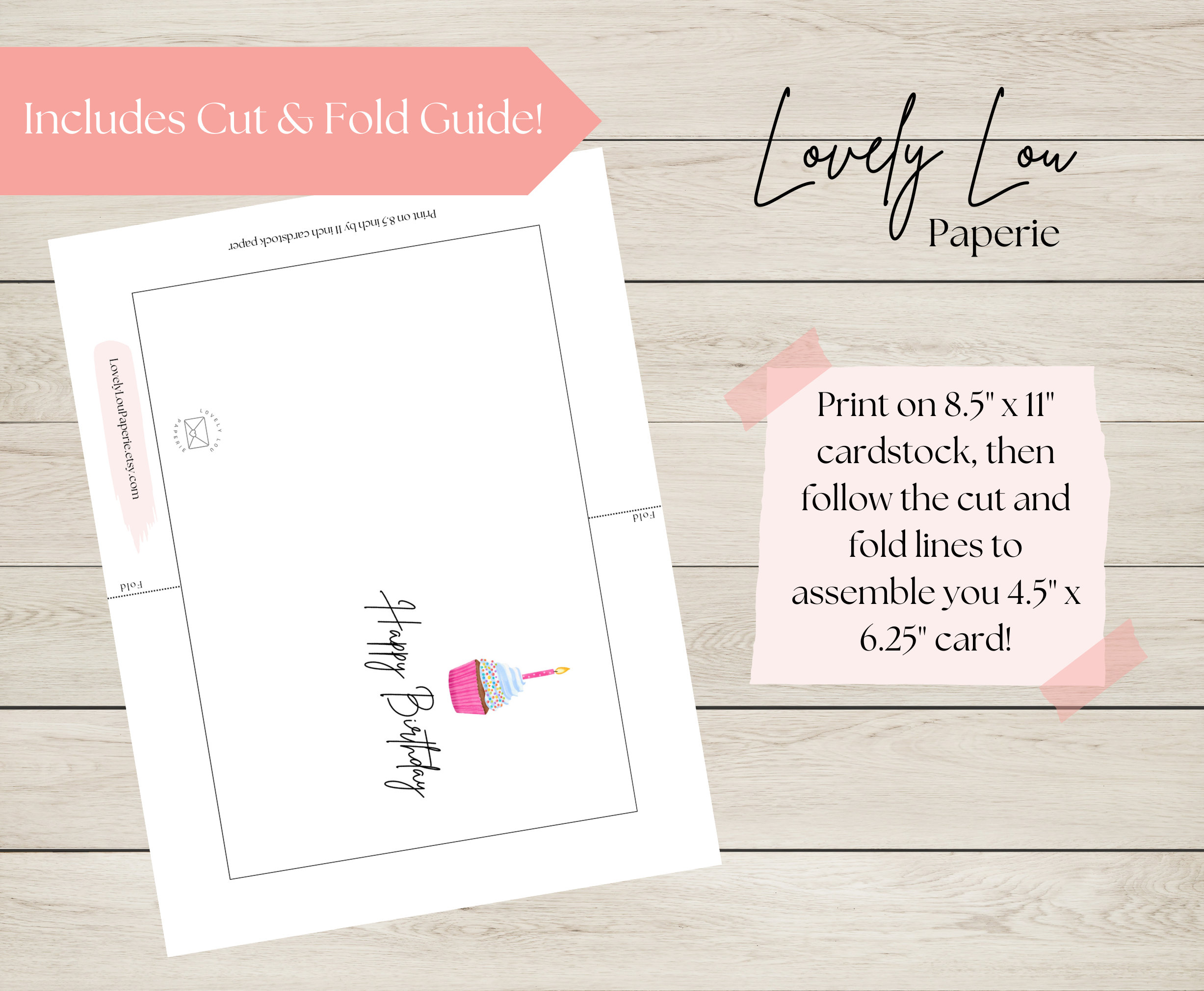 Happy Birthday Card | PRINTABLE | Birthday Cake Card | Instant Download ...