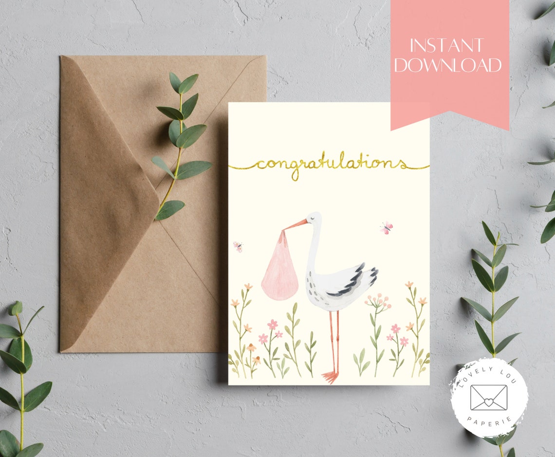 PRINTABLE Baby Congratulations Card | Instant Download | A6 Card | New ...