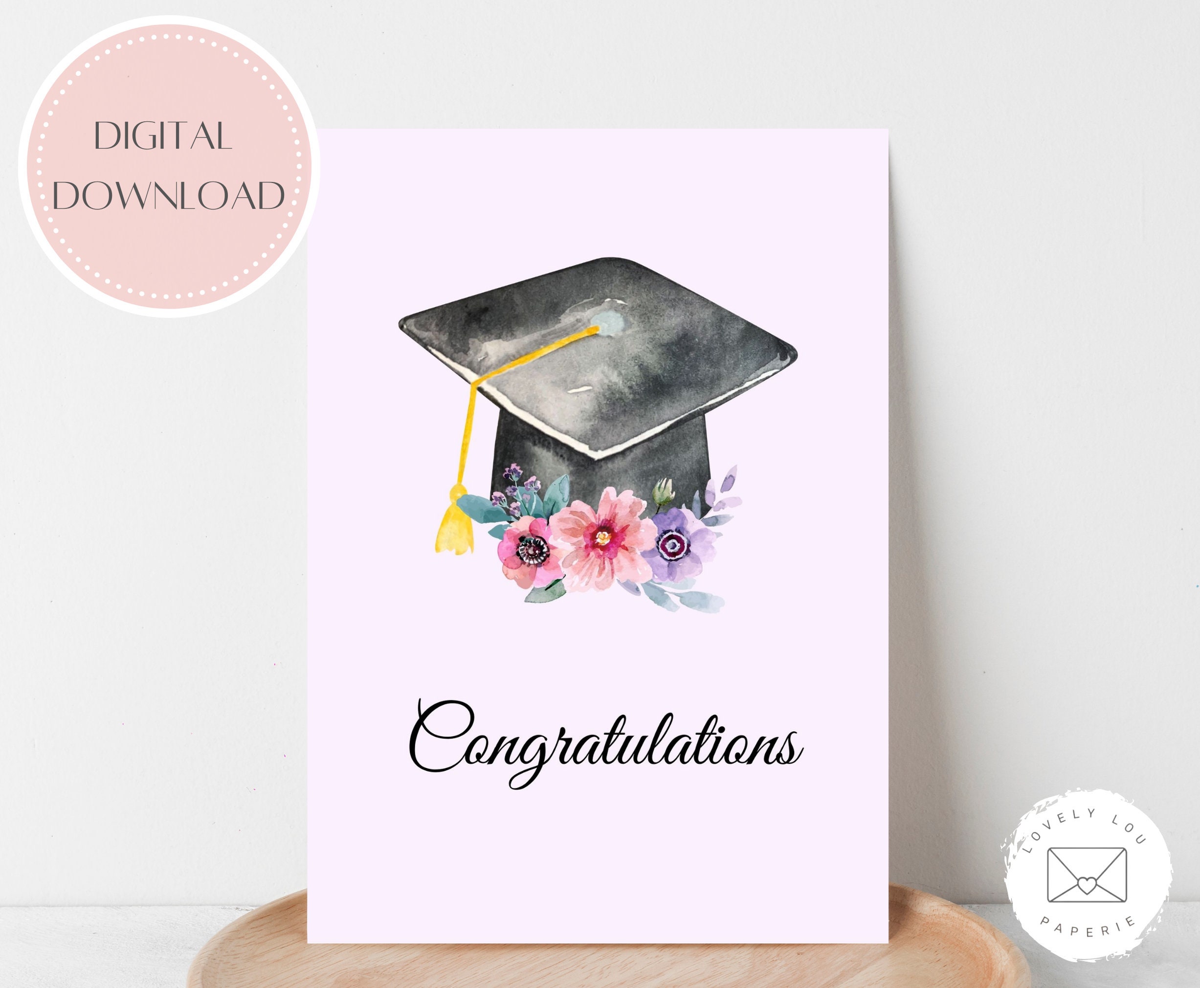 PRINTABLE Graduation Card | Instant Download | Watercolor Floral ...