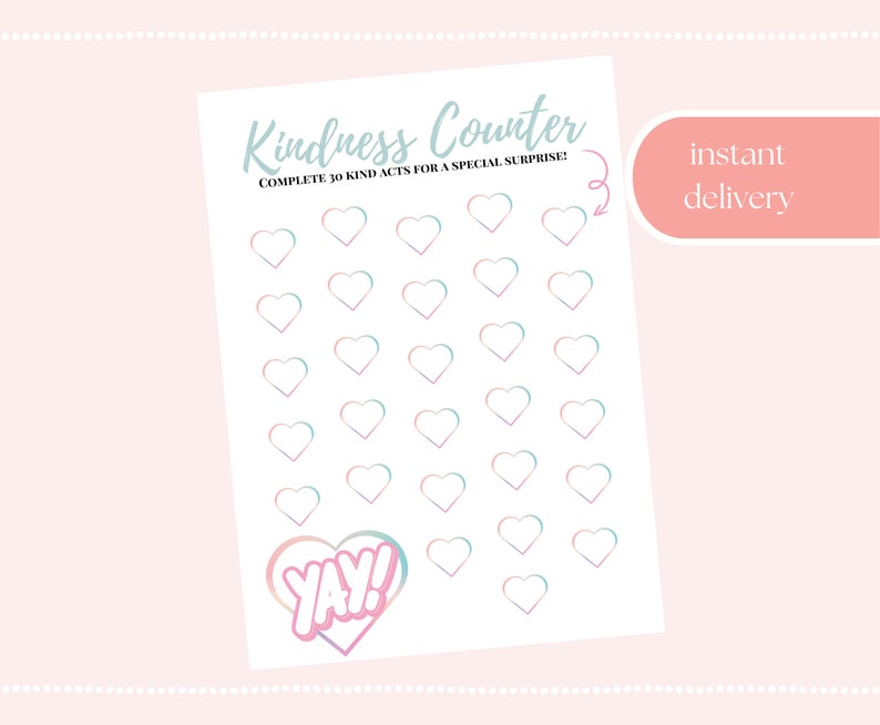 PRINTABLE Kindness Counter | Kindness Chart | Children's Kindness ...