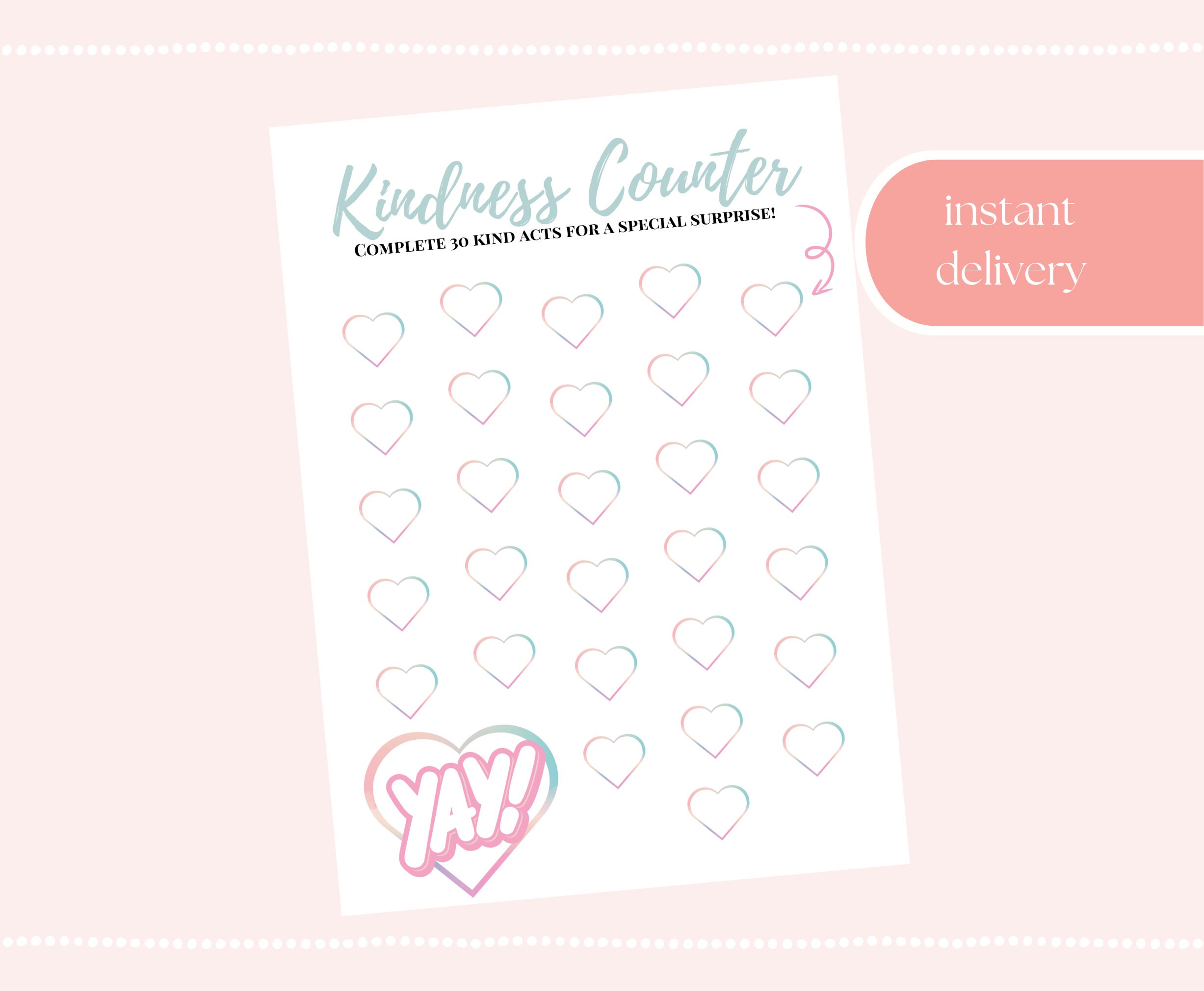 PRINTABLE Kindness Counter | Kindness Chart | Children's Kindness ...