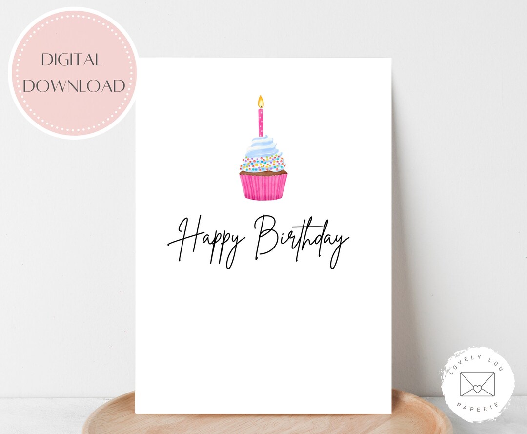 Happy Birthday Card | PRINTABLE | Birthday Cake Card | Instant Download ...
