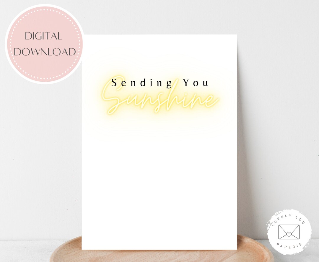 PRINTABLE CARD | Sending You Sunshine Card | Instant Download ...