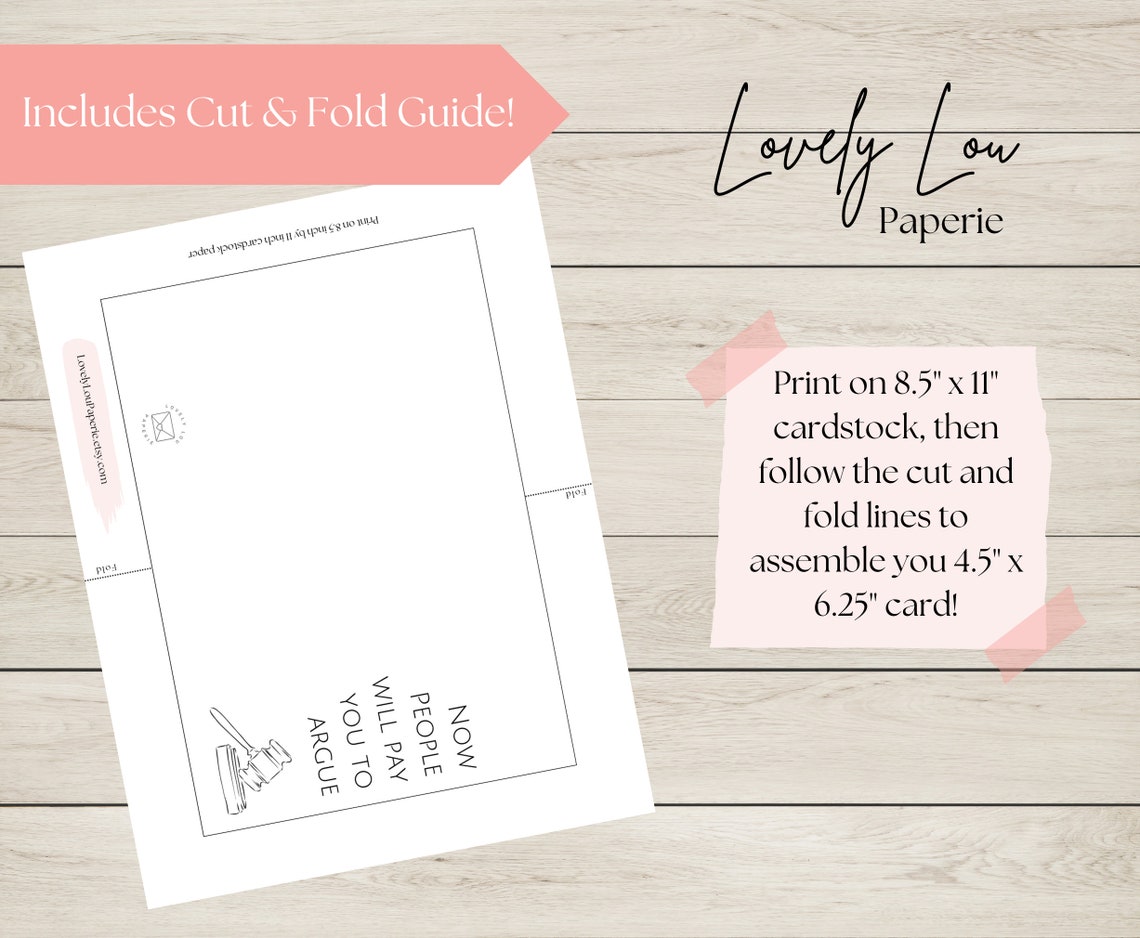 PRINTABLE Lawyer Card Now People Will Pay You to Argue Instant Download ...