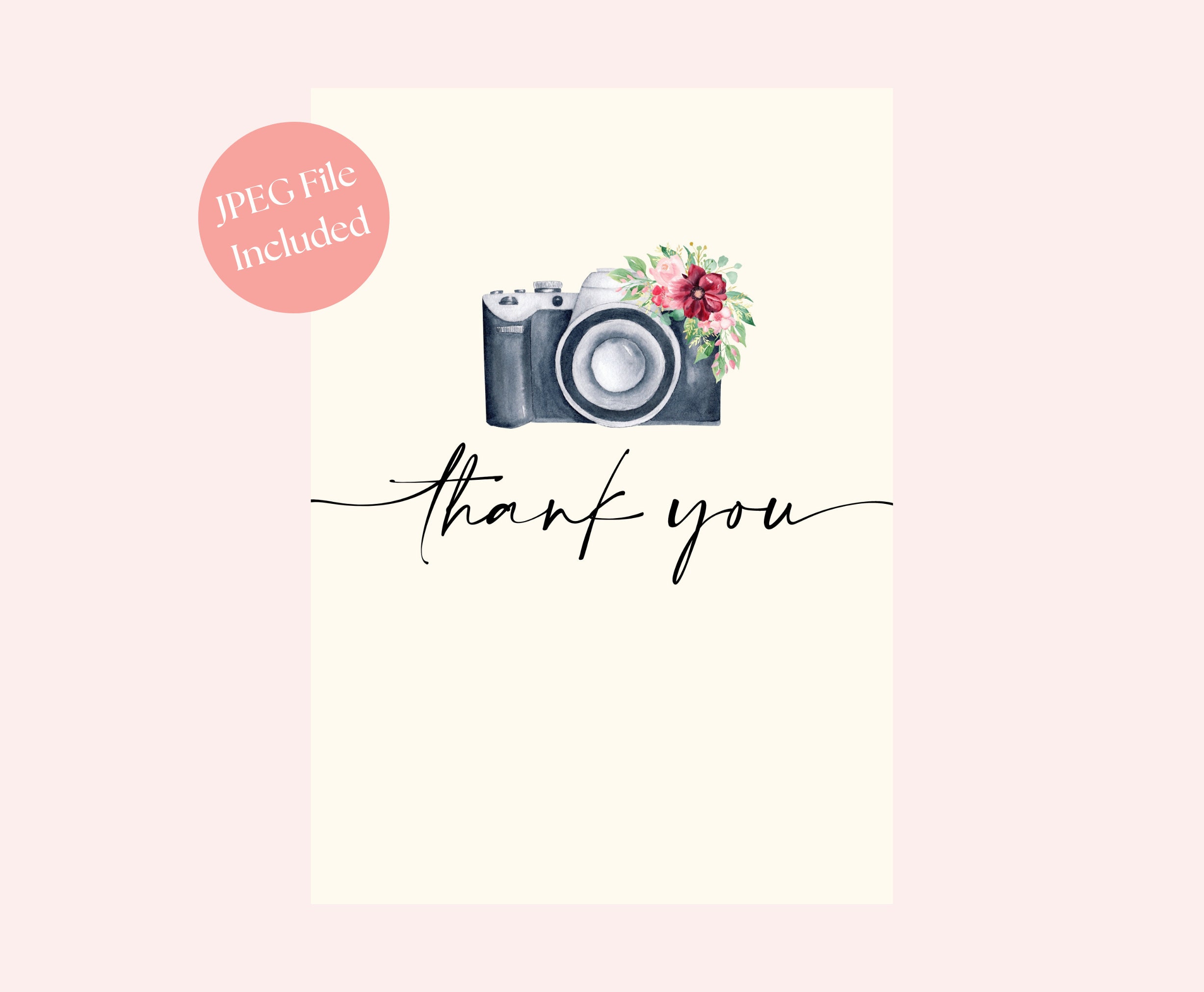 PRINTABLE Thank You Card to Photographer | Instant Download ...
