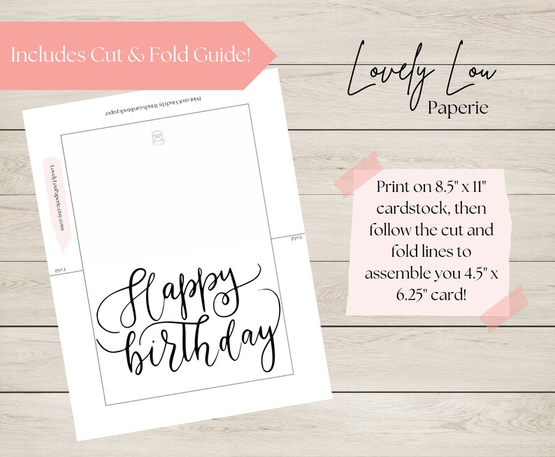 Happy Birthday Card | PRINTABLE | Happy Birthday Script | Instant ...