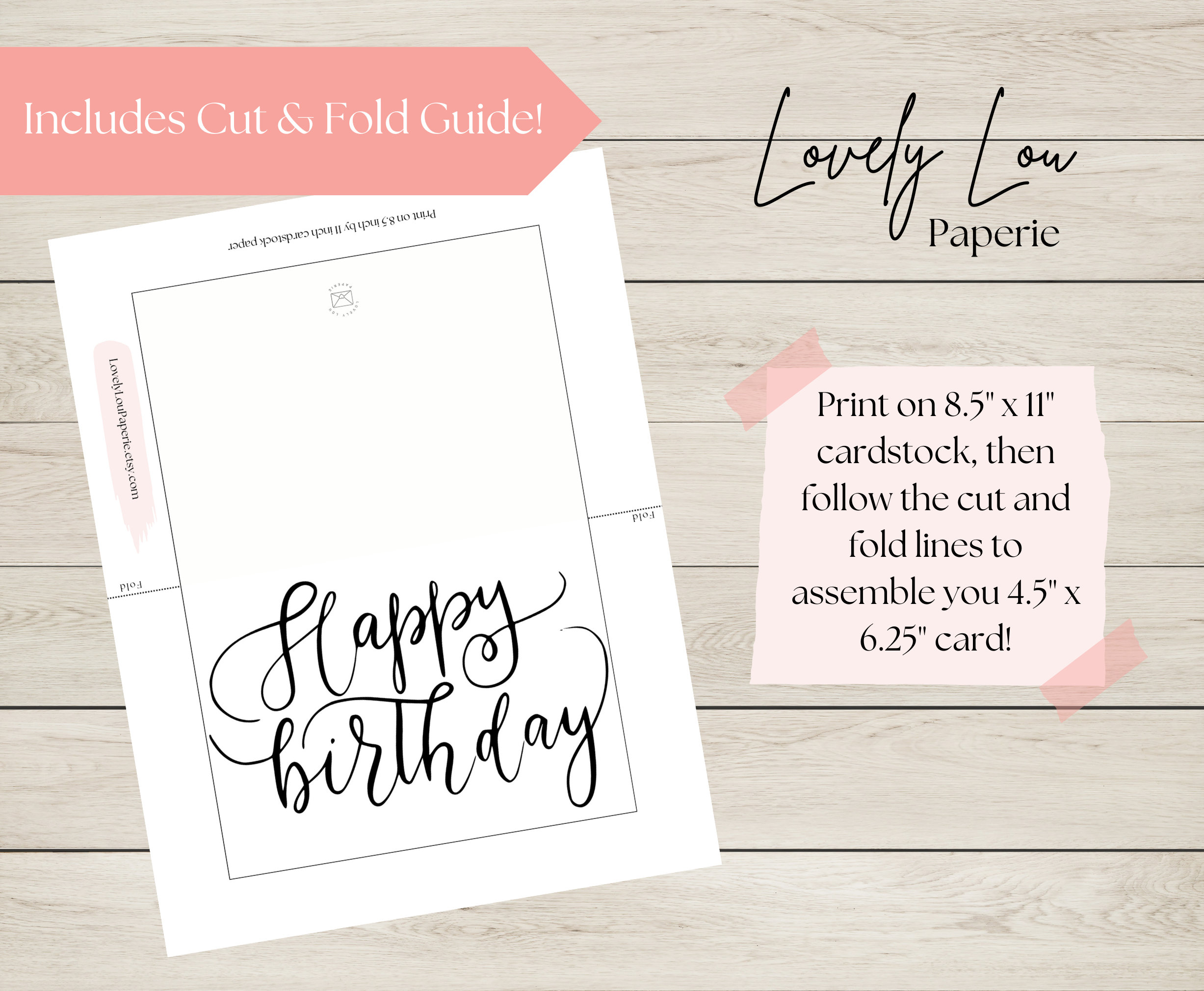 Happy Birthday Card | PRINTABLE | Happy Birthday Script | Instant ...