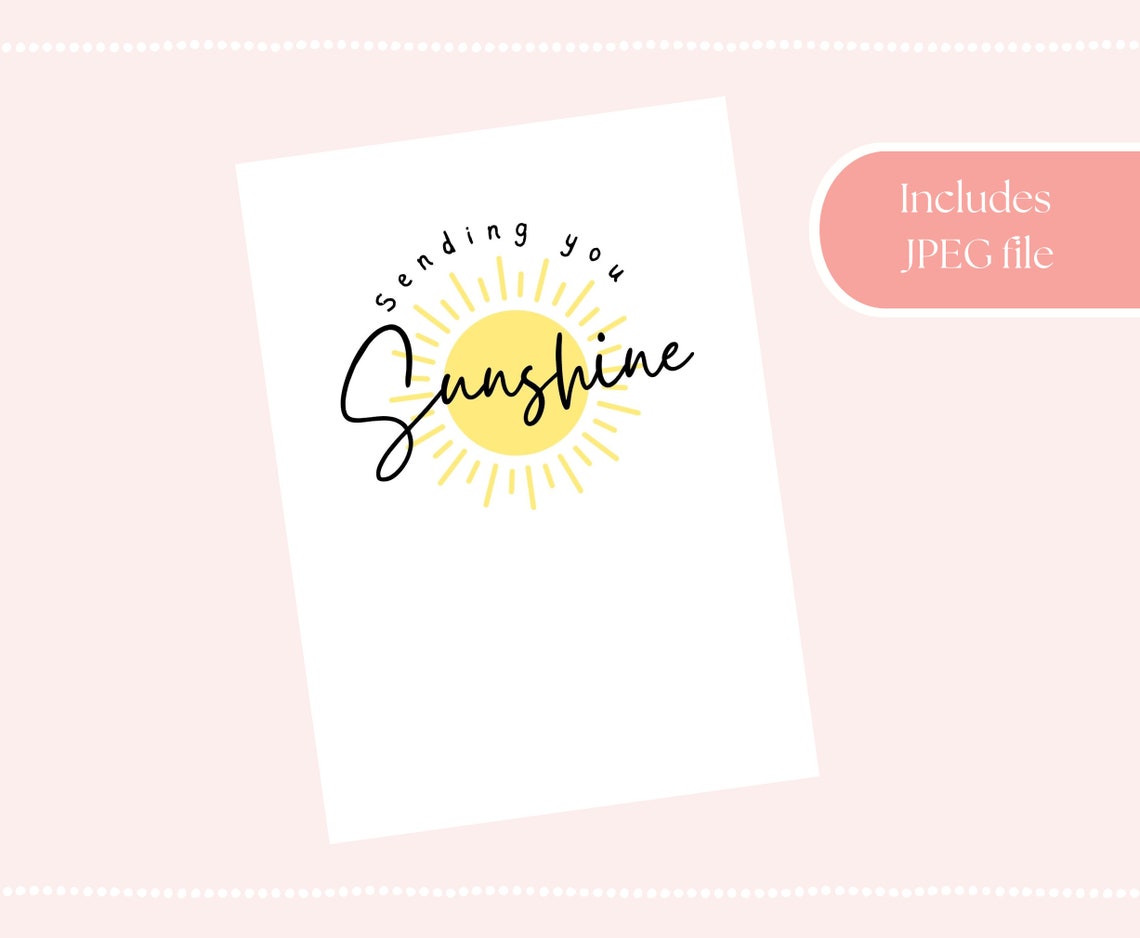 PRINTABLE CARD | Sending You Sunshine Card | Instant Download ...