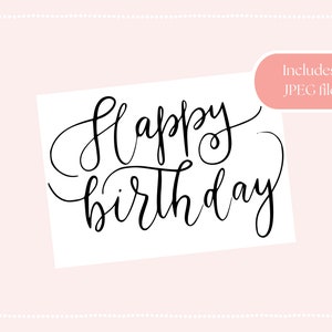 Happy Birthday Card | PRINTABLE | Happy Birthday Script | Instant ...