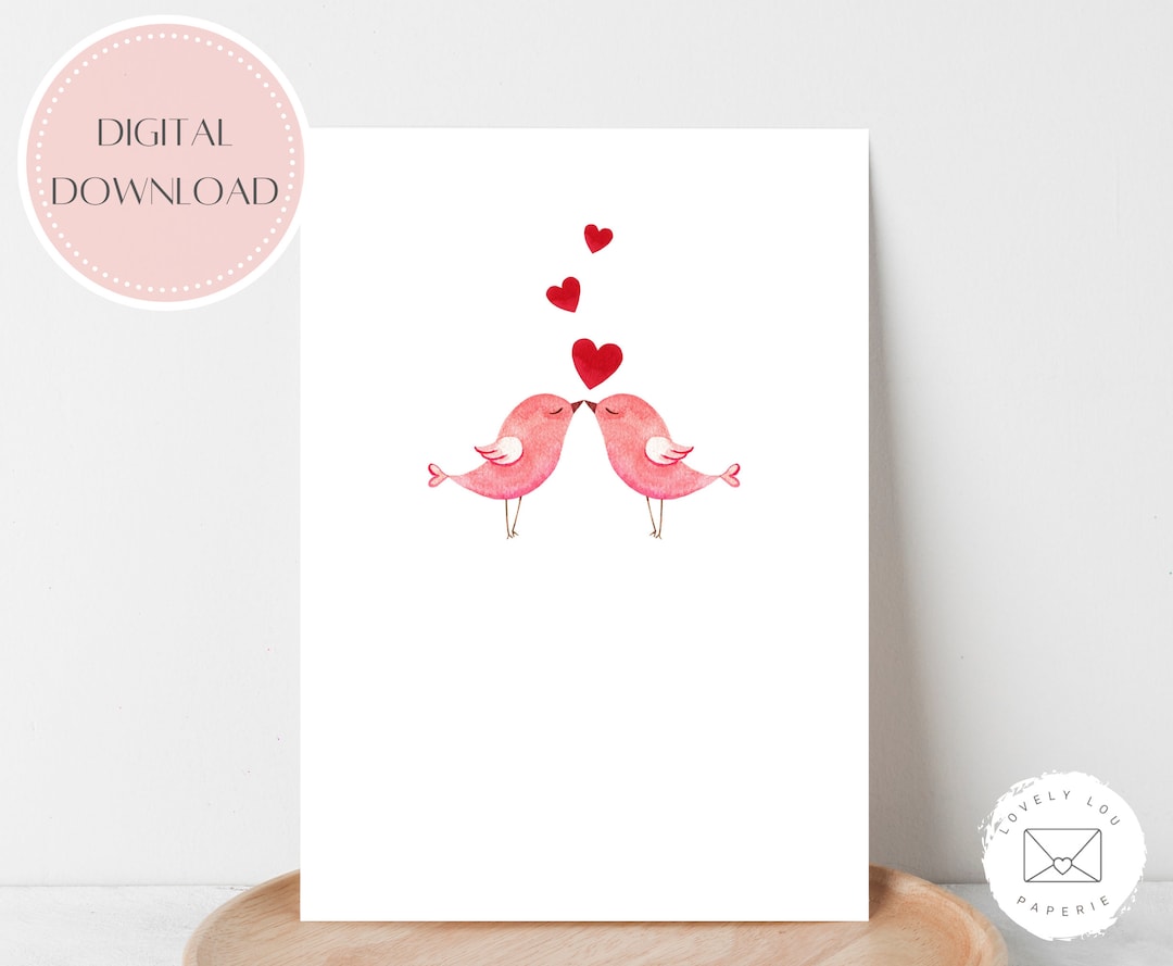 Watercolor Love Birds Card | Couple Card | Love Card | Husband Wife ...