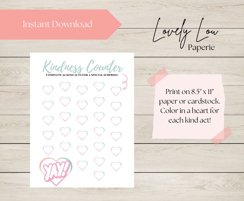 PRINTABLE Kindness Counter | Kindness Chart | Children's Kindness ...