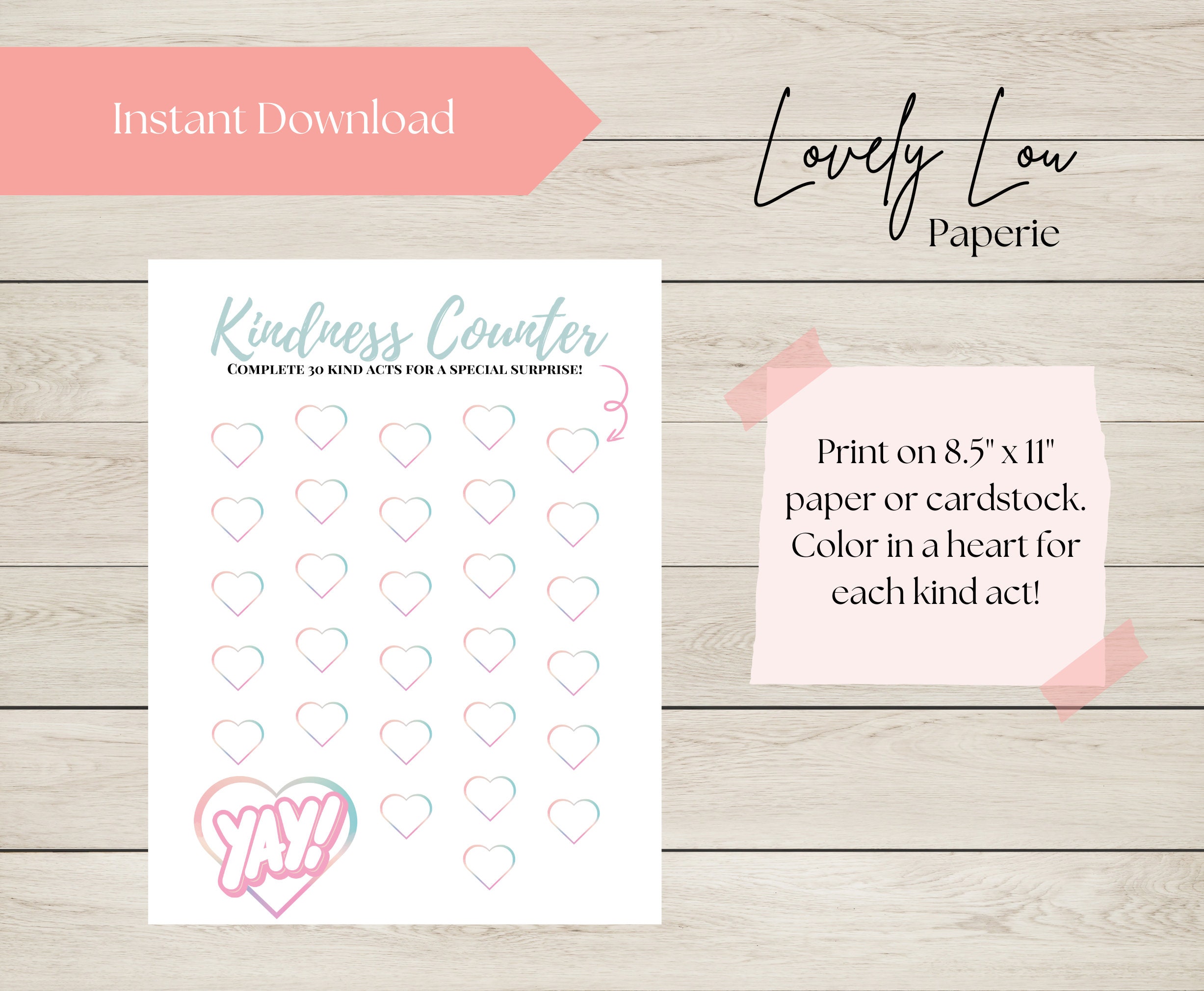 PRINTABLE Kindness Counter | Kindness Chart | Children's Kindness ...