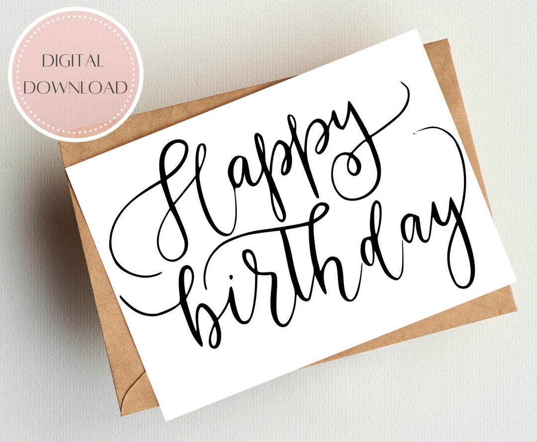 Happy Birthday Card | PRINTABLE | Happy Birthday Script | Instant ...