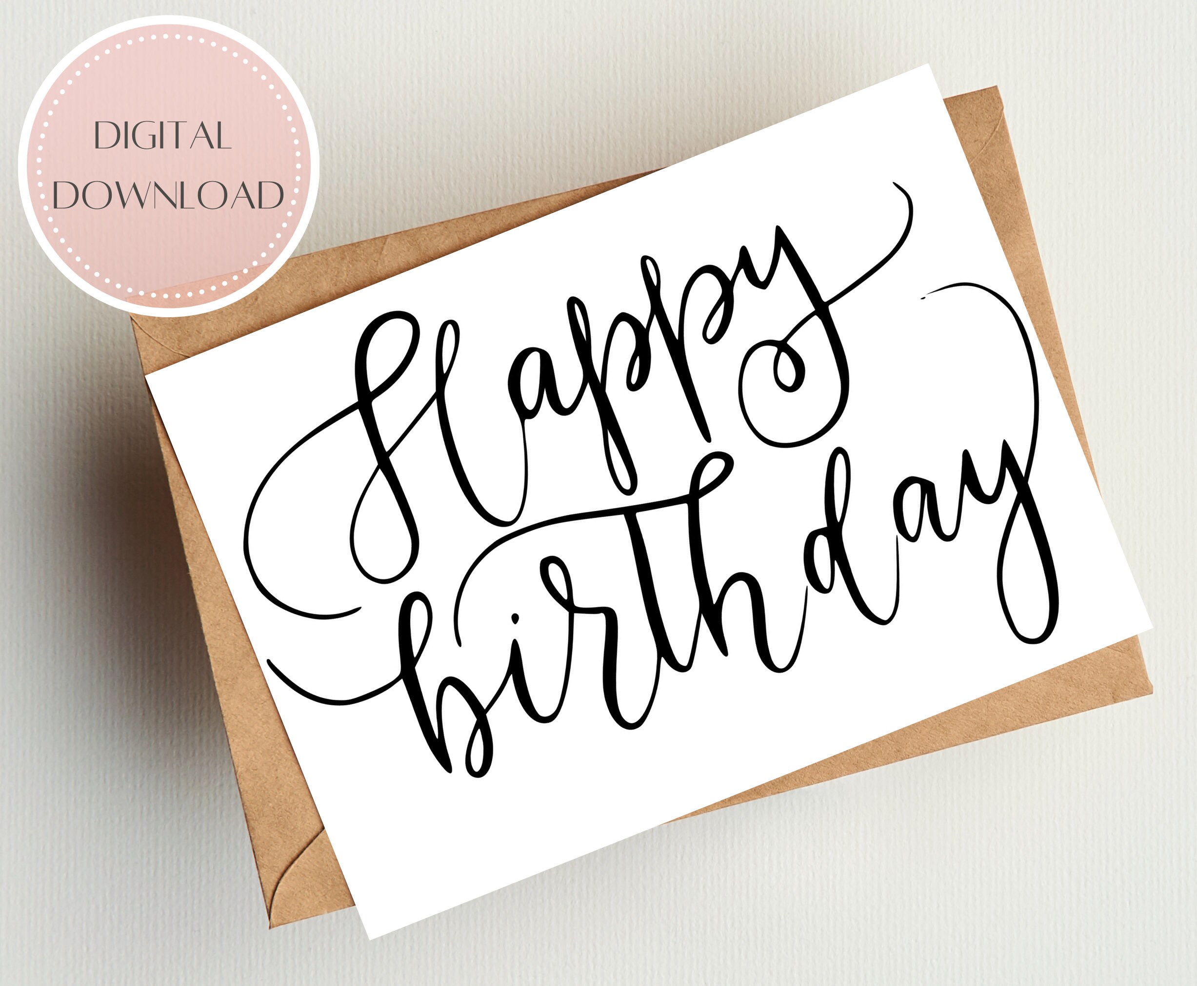 Happy Birthday Card | PRINTABLE | Happy Birthday Script | Instant ...