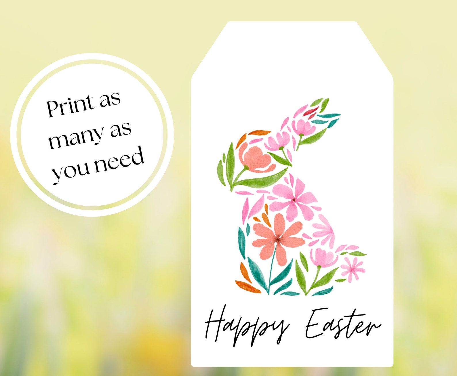 PRINTABLE Easter Bunny Gift Tag | Happy Easter Gift Tags | Instant ...
