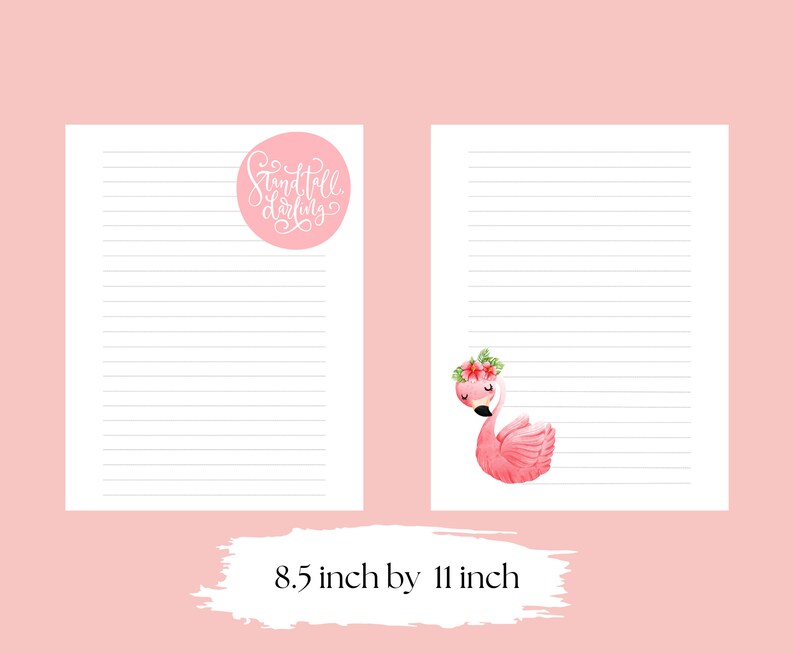 PRINTABLE Flamingo Stationary | Lined Flamingo Writing Paper | Instant ...