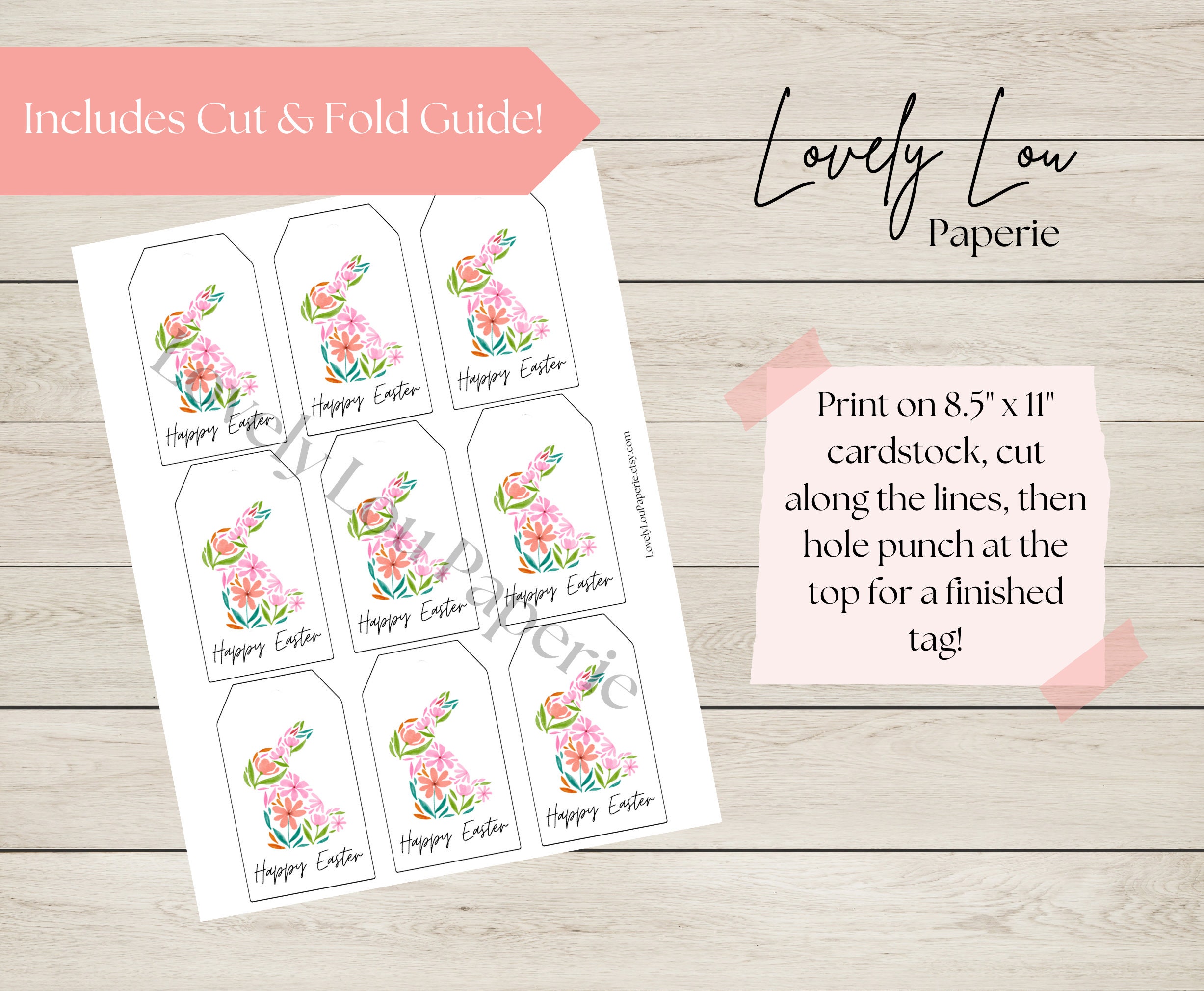 PRINTABLE Easter Bunny Gift Tag | Happy Easter Gift Tags | Instant ...