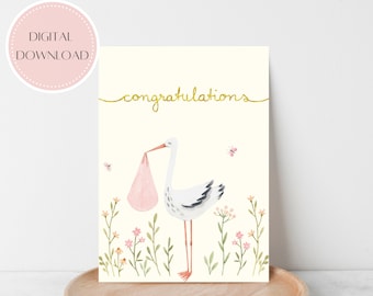 PRINTABLE Baby Congratulations Card | Instant Download | A6 Card | New ...