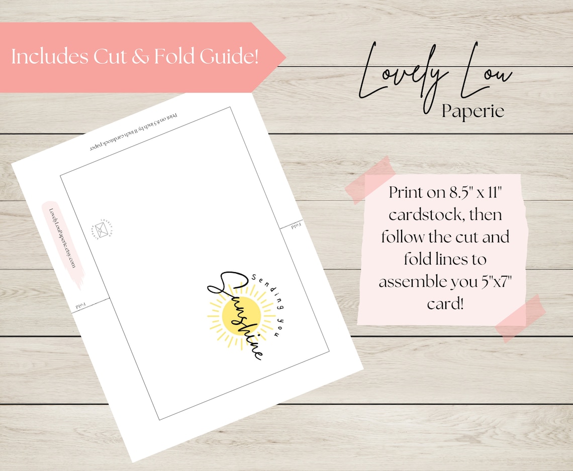 PRINTABLE CARD | Sending You Sunshine Card | Instant Download ...