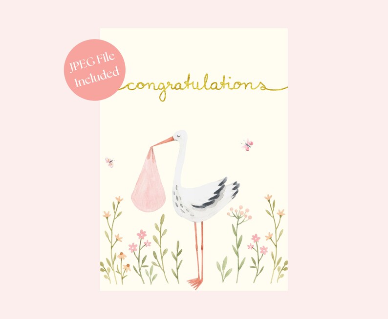 PRINTABLE Baby Congratulations Card Instant Download A6 Card New Baby ...