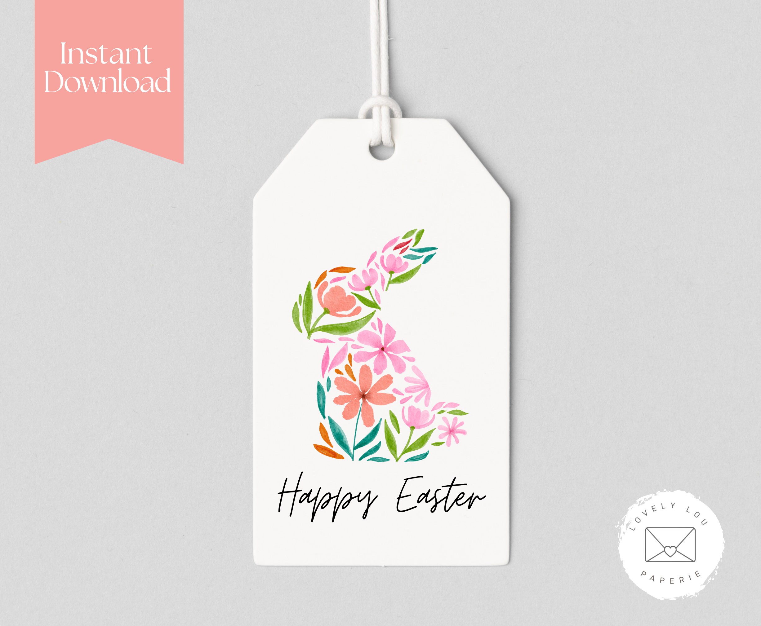 PRINTABLE Easter Bunny Gift Tag | Happy Easter Gift Tags | Instant ...